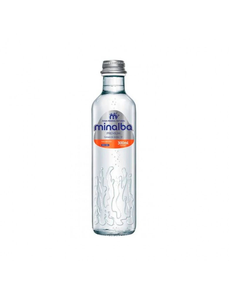 Água Mineral com Gás Garrafa Vidro Minalba Premium 12x300ml