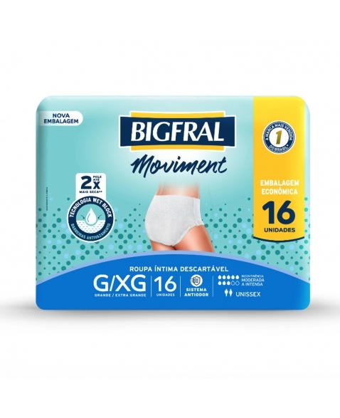 Fralda Bigfral Roupa íntma G/XG - Com 16 Unidades