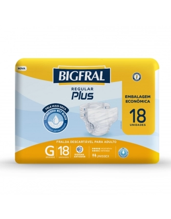 Fralda Bigfral Derma Plus Regular Econômica G - Com 16 Unidades